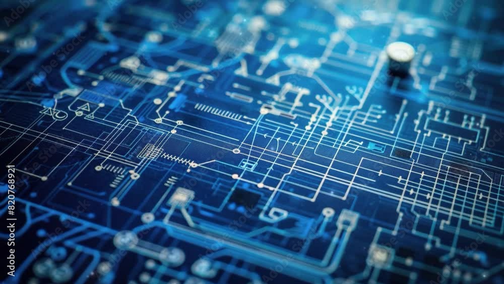 Complex blueprint flowchart algorithm. Background with a blue computer ...