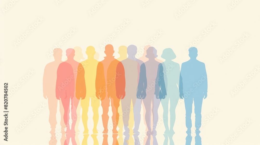 Group of diverse silhouettes of people standing together in unity ...