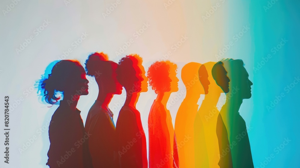 Group of diverse silhouettes of people standing together in unity ...