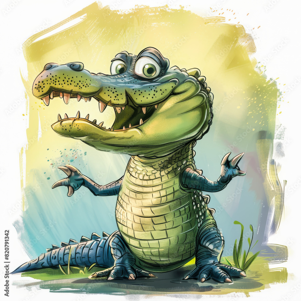 Cartoon Caricature of a Florida Alligator. Generated Image. A digital ...