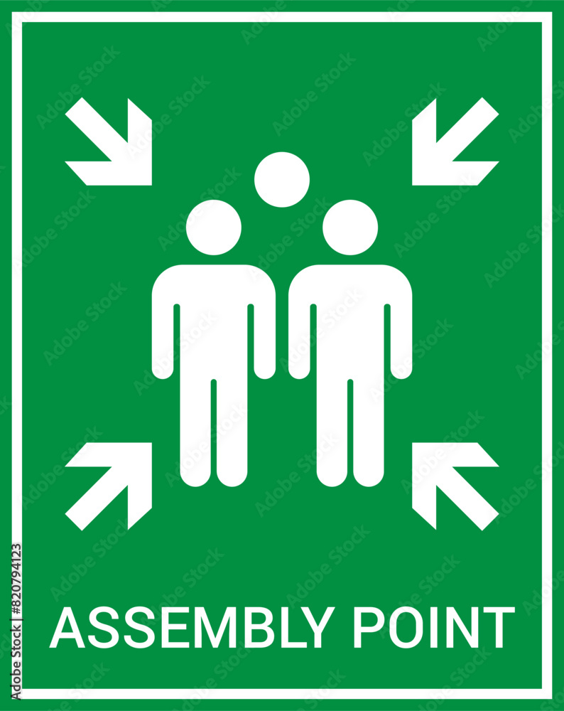 Emergency evacuation assembly point sign. Assembly point icon. Safety ...