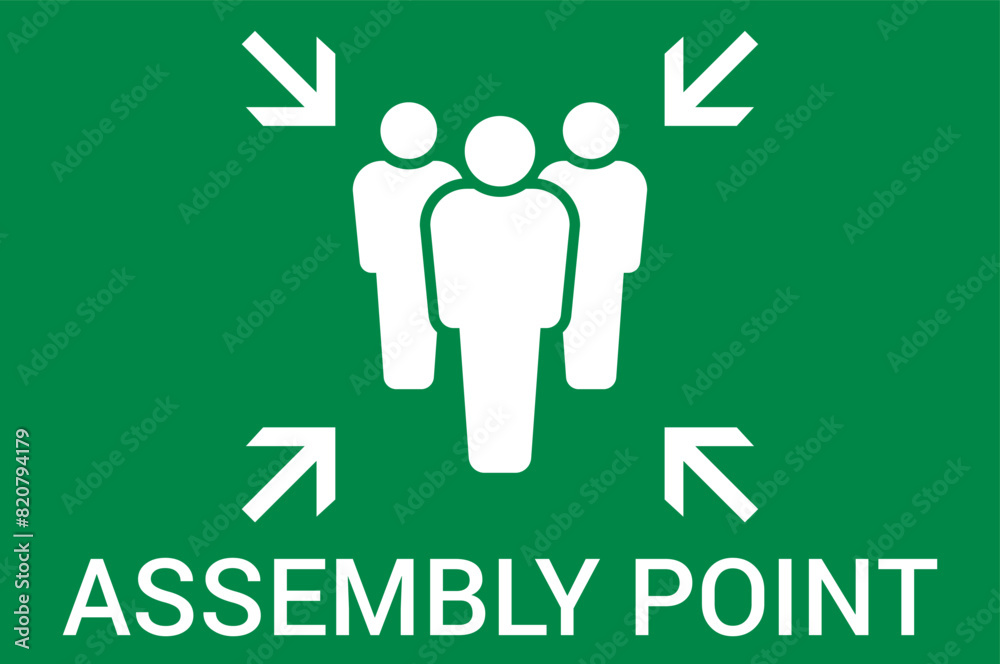 Emergency evacuation assembly point sign. Assembly point icon. Safety ...