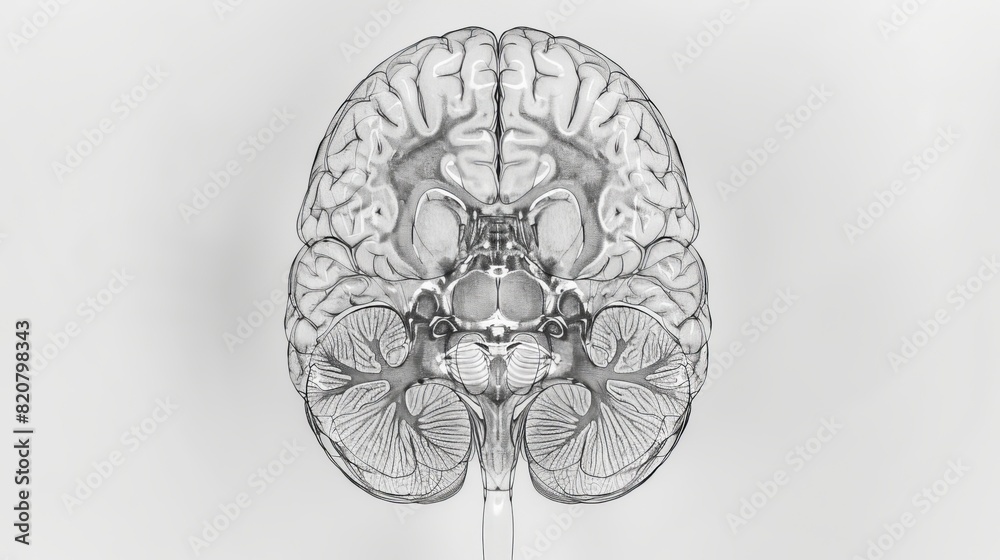 A clean high tech minimal black and white scientific scan of the human ...