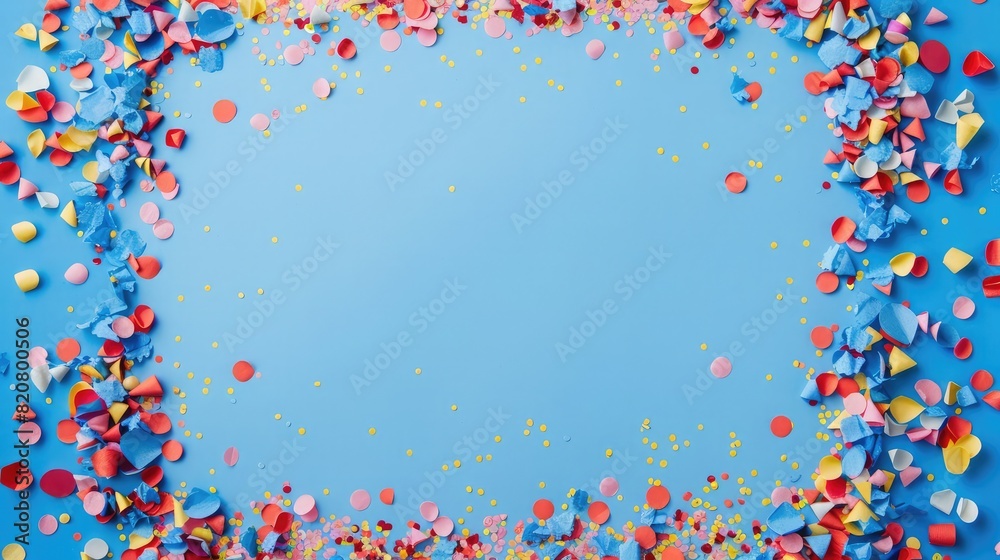 Blue paper with bright confetti, Copy space ,Tiny paper confetti on ...