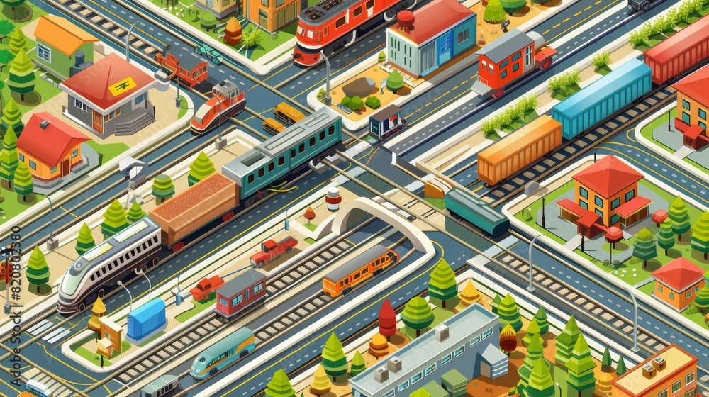 A modern poster of a path for trains, trams, subways and tramways with ...