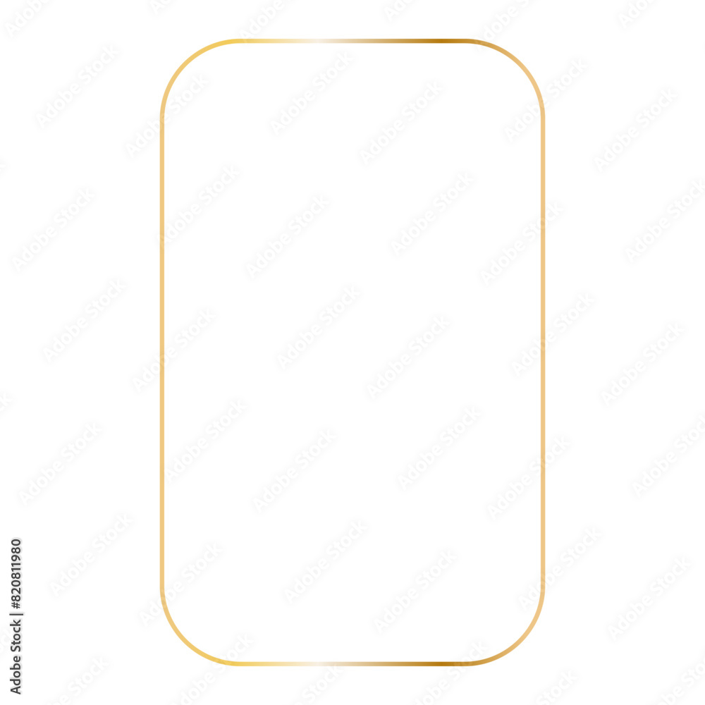 Golden rectangular vertical frame with rounded corners. Vector outline ...