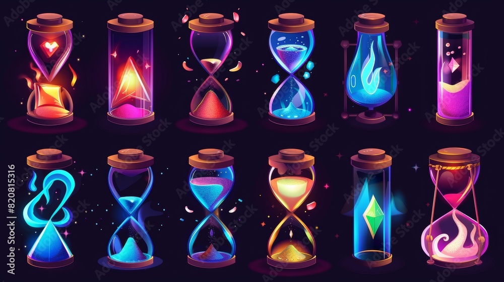 Cartoon 3D modern design elements for app, timer, loading process ...