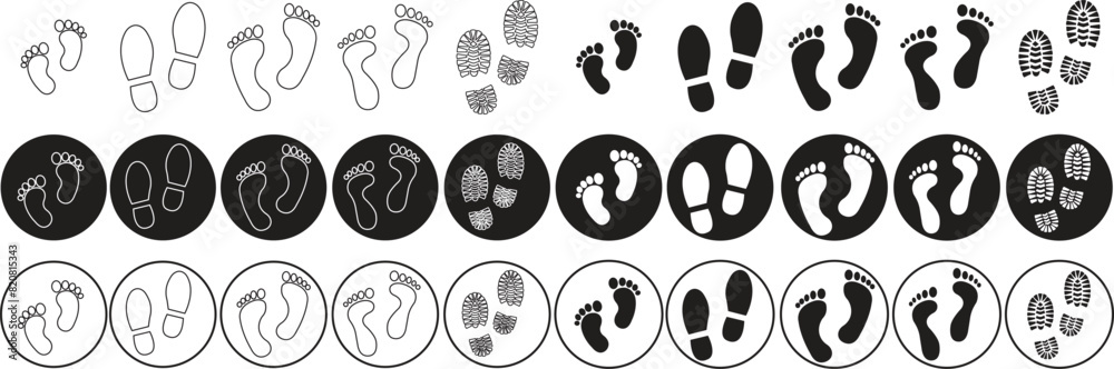Set of Footprint Icons in Flat Graphic Designs with editable stock ...