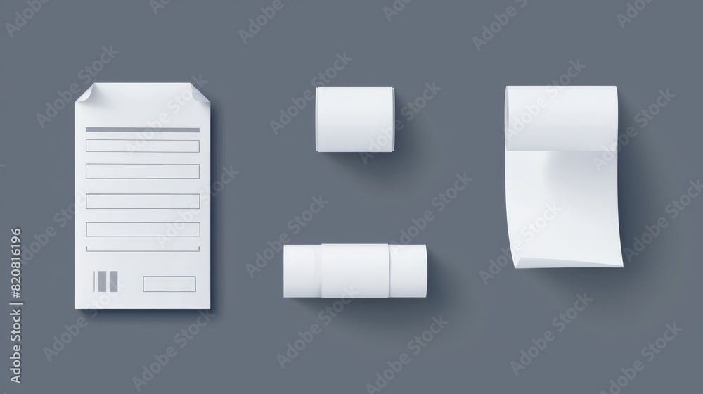 Set of realistic receipt templates isolated on gray background. Modern ...