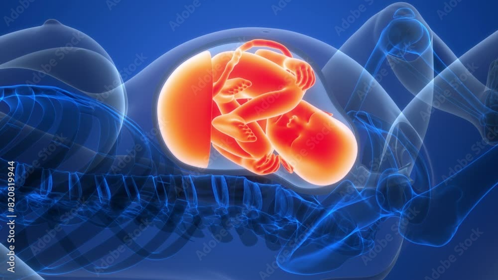 Human Fetus Baby in Womb Anatomy Animation Concept Stock Video | Adobe ...