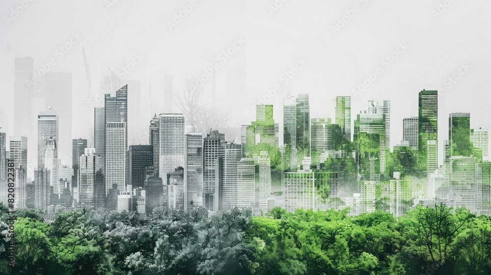 Skyline shifting from gray to green, representing the journey towards ...