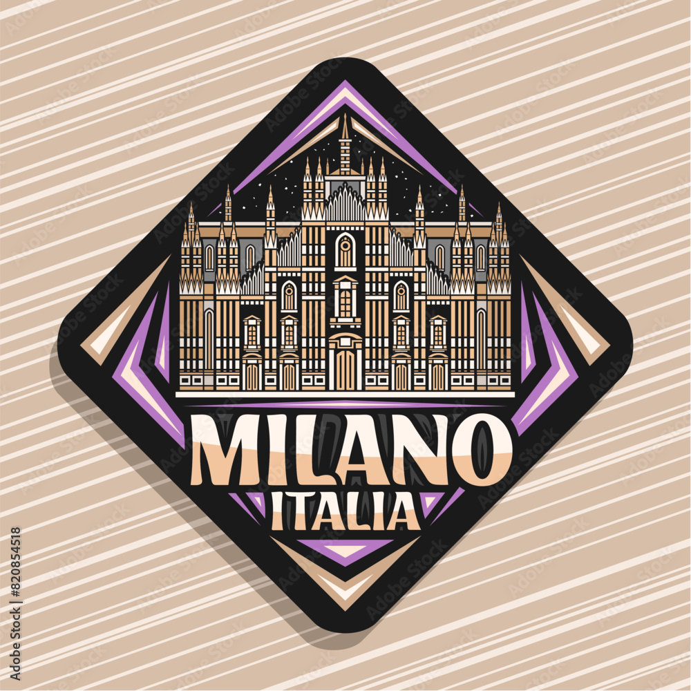 Vecteur Stock Vector logo for Milano, black rhombus road sign with ...