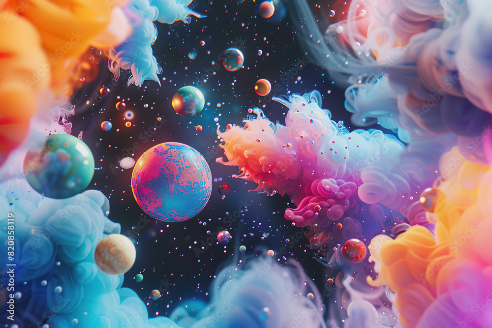 Generative ai on theme of parade of planets in solar system, bright ...