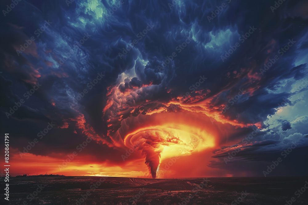 Generative ai on theme of scary huge hurricane fire tornado ...