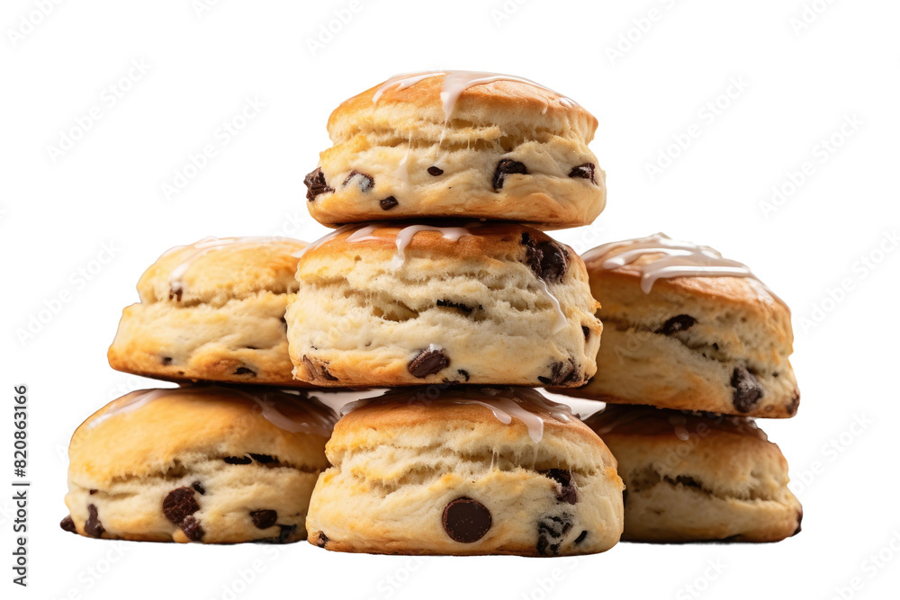 Heavenly Stack: A Tower of Chocolate Chip Scones on Transparent PNG ...