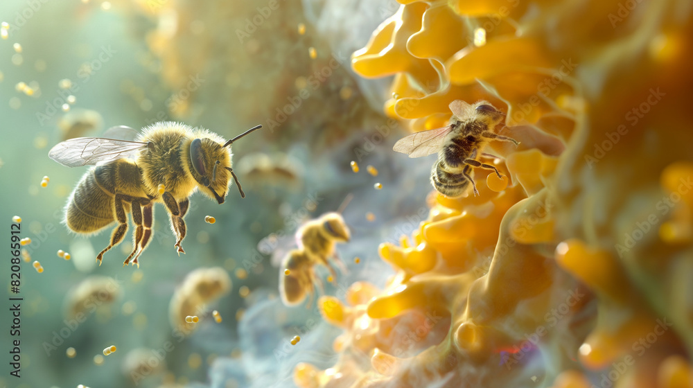 Nanobees targeting a disease area inside a human body. Stock ...