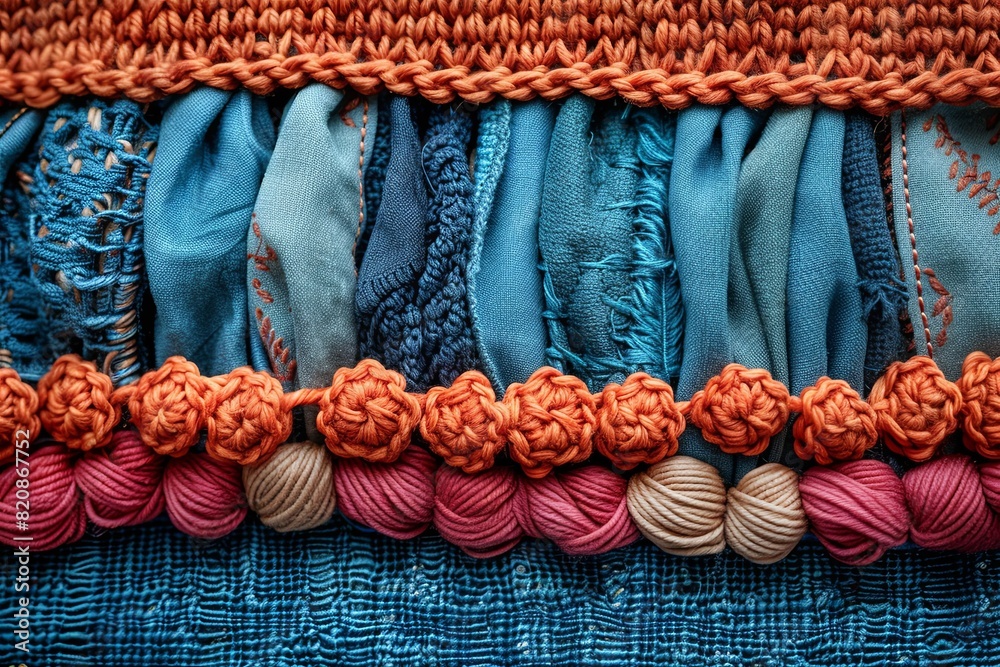 Textured background with crochet and fabric textures in popular colors ...