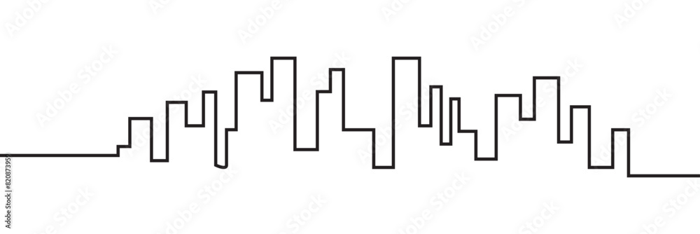 Continuous line city building. One single outline cityscape continuous ...