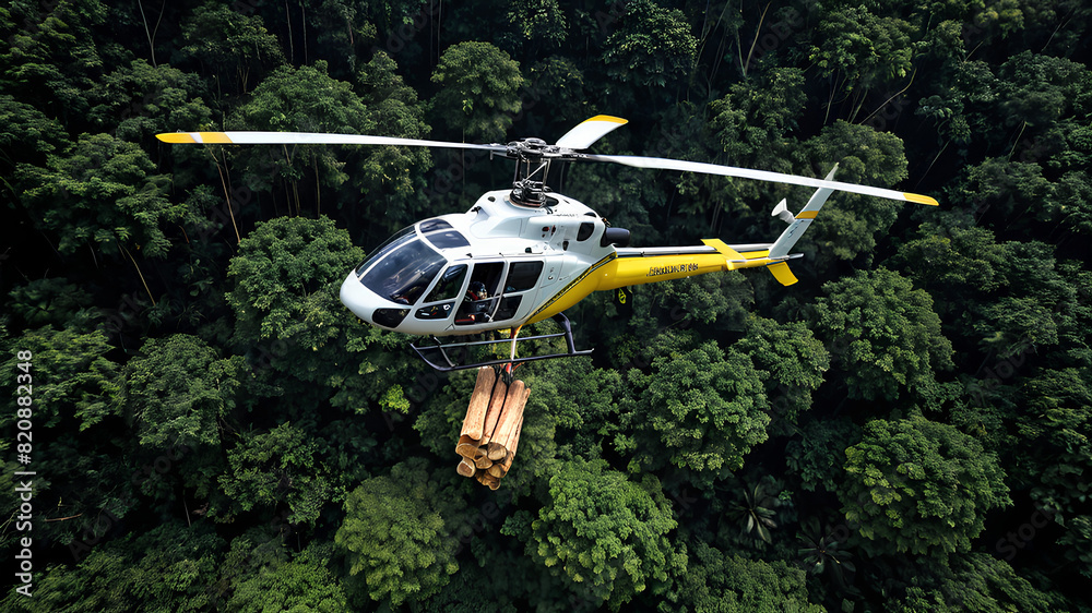 AI image generate Helicopter Tree Harvesting Stock Photo | Adobe Stock