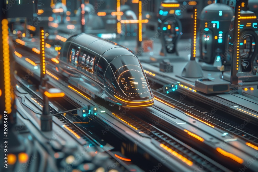 Generative AI illustration of vivid depiction of a high-tech AI ...