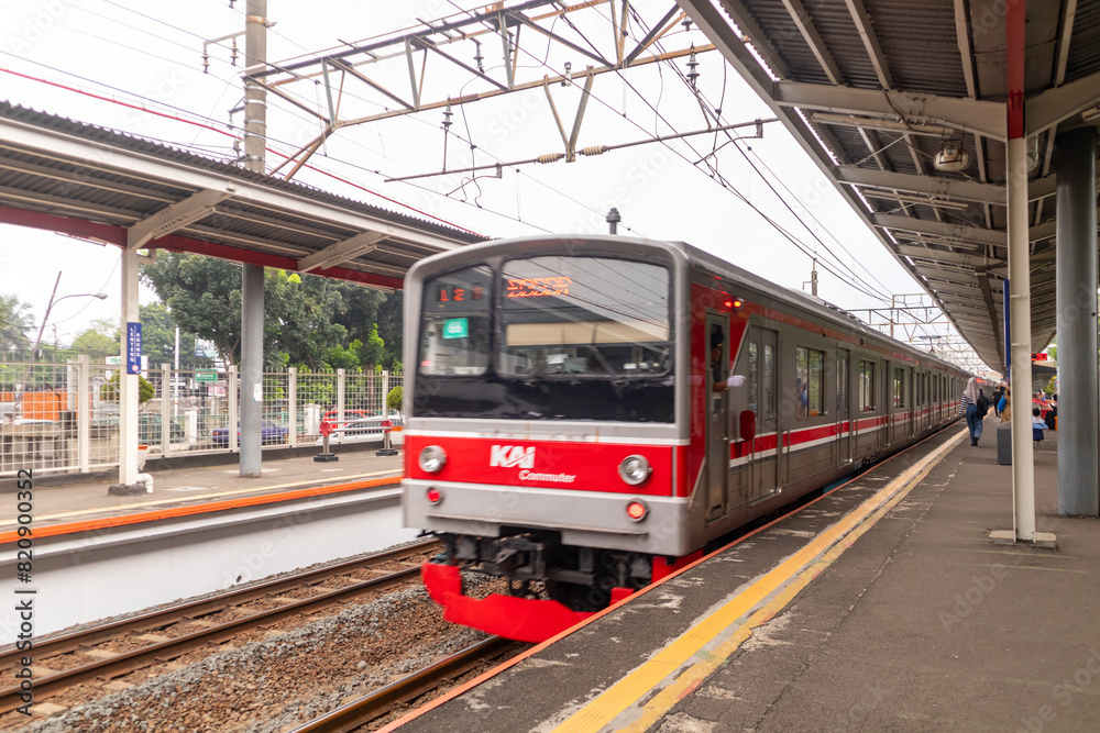 Jakarta, Indonesia - May 05, 2024: The Jakarta commuter line train ...