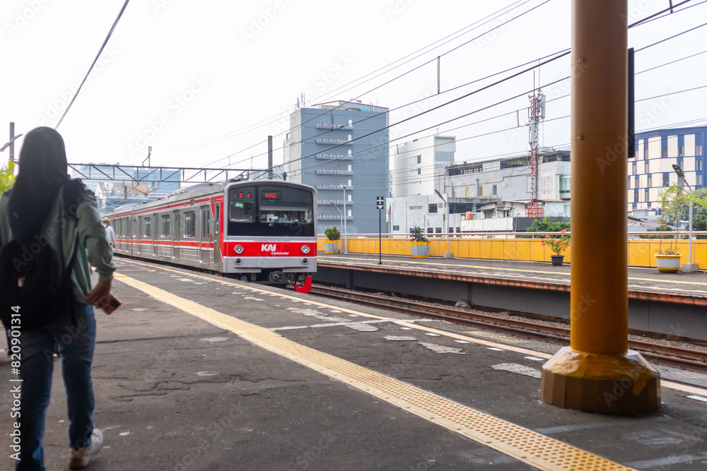 Jakarta, Indonesia - May 05, 2024: The Jakarta commuter line train ...