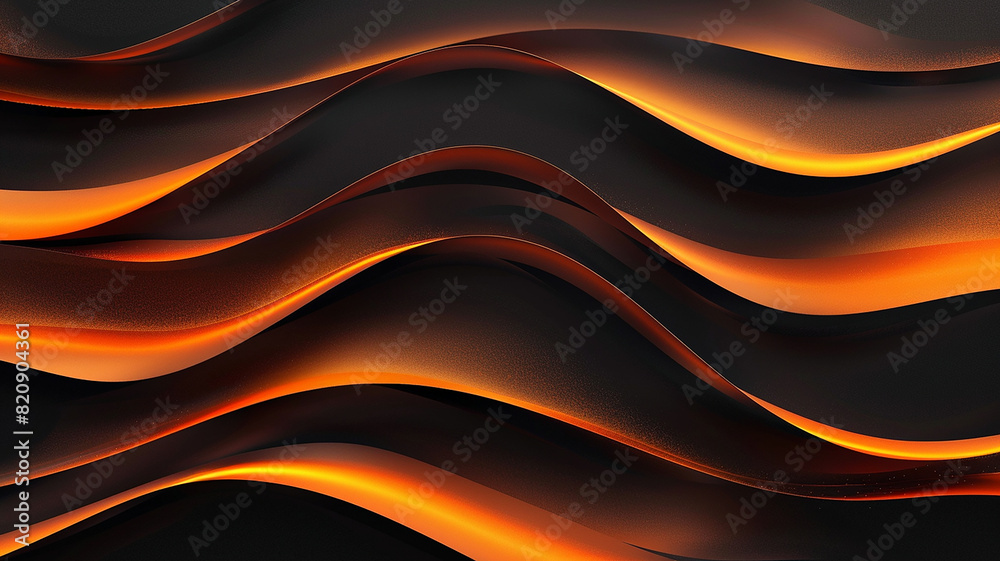 Orange black waves, color gradient rough abstract background shine ...