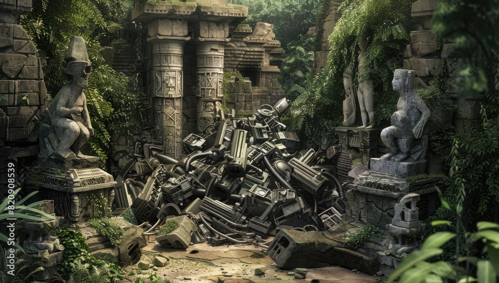 Within the ancient Mayan city lies a forgotten relic - an ancient mecha ...