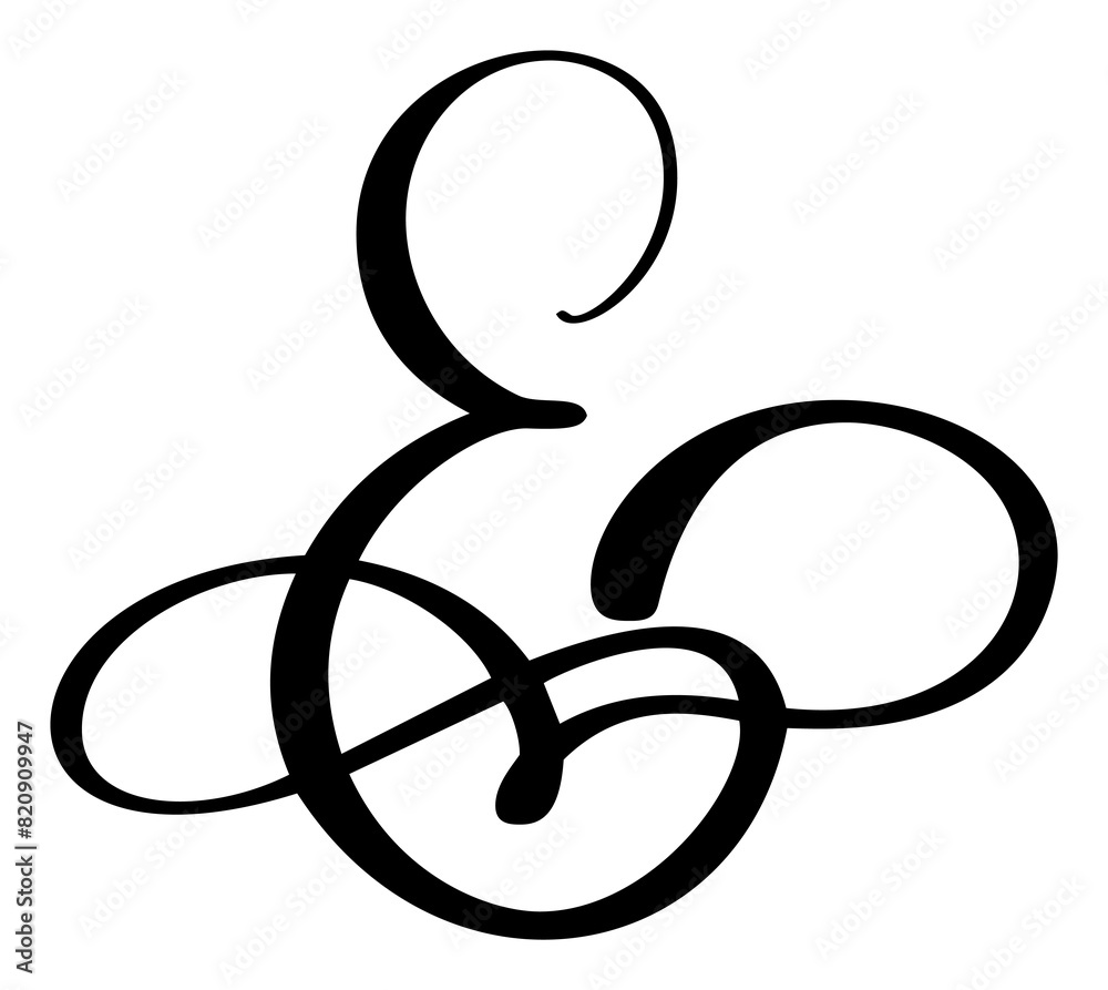 Hand drawn vector calligraphy letter E. Script font logo. Handwritten ...