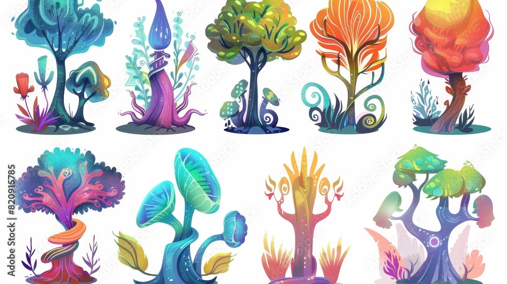 Fantasy plant illustration for magic forest cartoon game. Alien planet ...