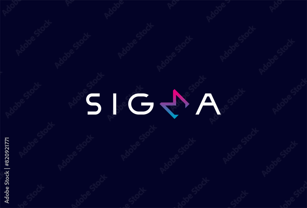 Sigma Logo, letter M as Sigma in text Sigma typography logo, vector ...