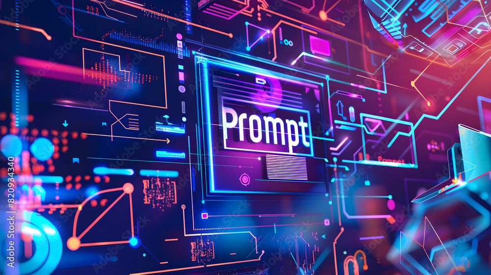 Futuristic AI prompt illustration. High-tech background concept. Ready to use command prompt box ...