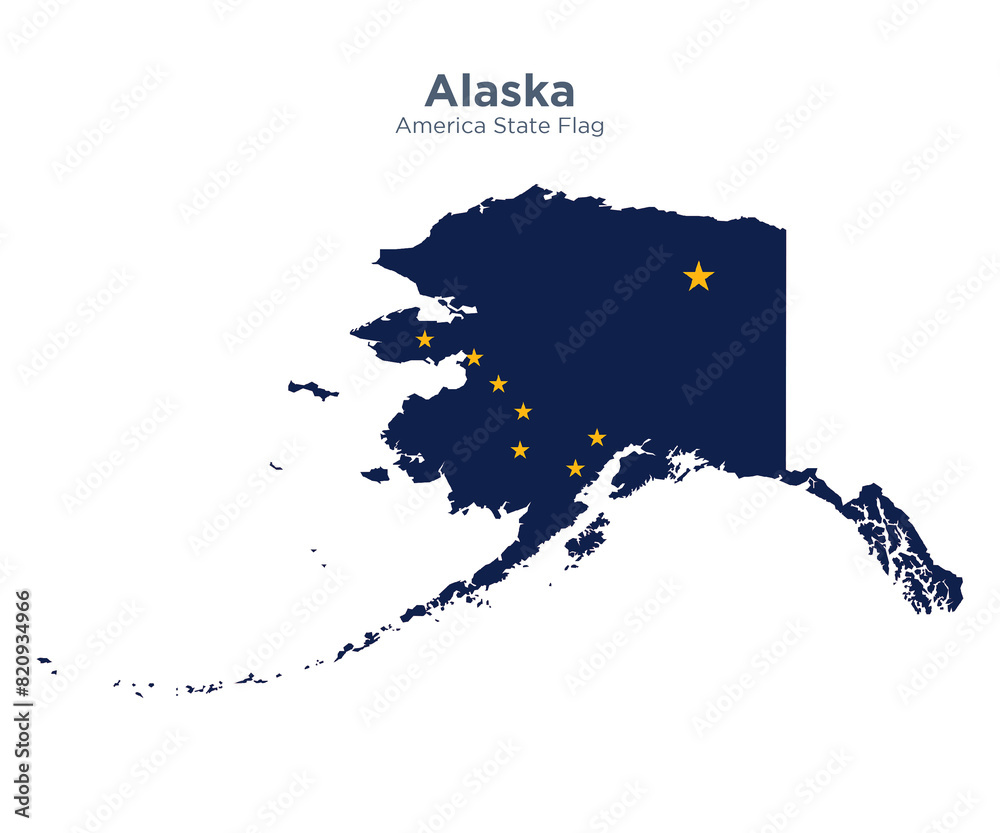 Alaska flag and map.Flags of the U.S. states and territories. America ...