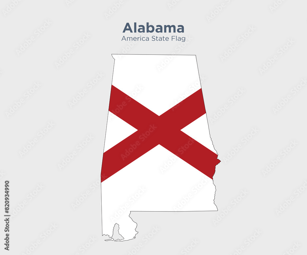 Alabama flag and map.Flags of the U.S. states and territories. America ...