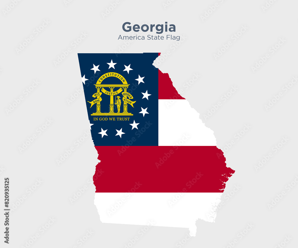 Georgia flag and map.Flags of the U.S. states and territories. America ...