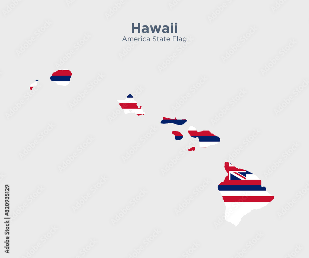 Hawaii flag and map.Flags of the U.S. states and territories. America ...
