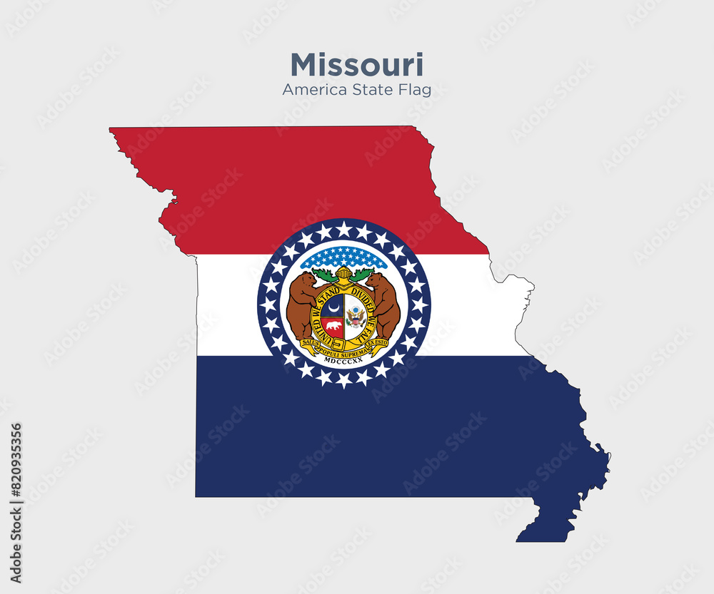 Missouri flag and map.Flags of the U.S. states and territories. America ...