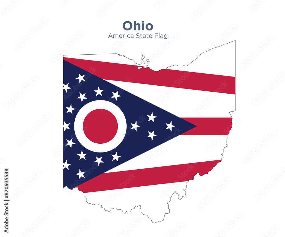 Ohio flag and map.Flags of the U.S. states and territories. America ...