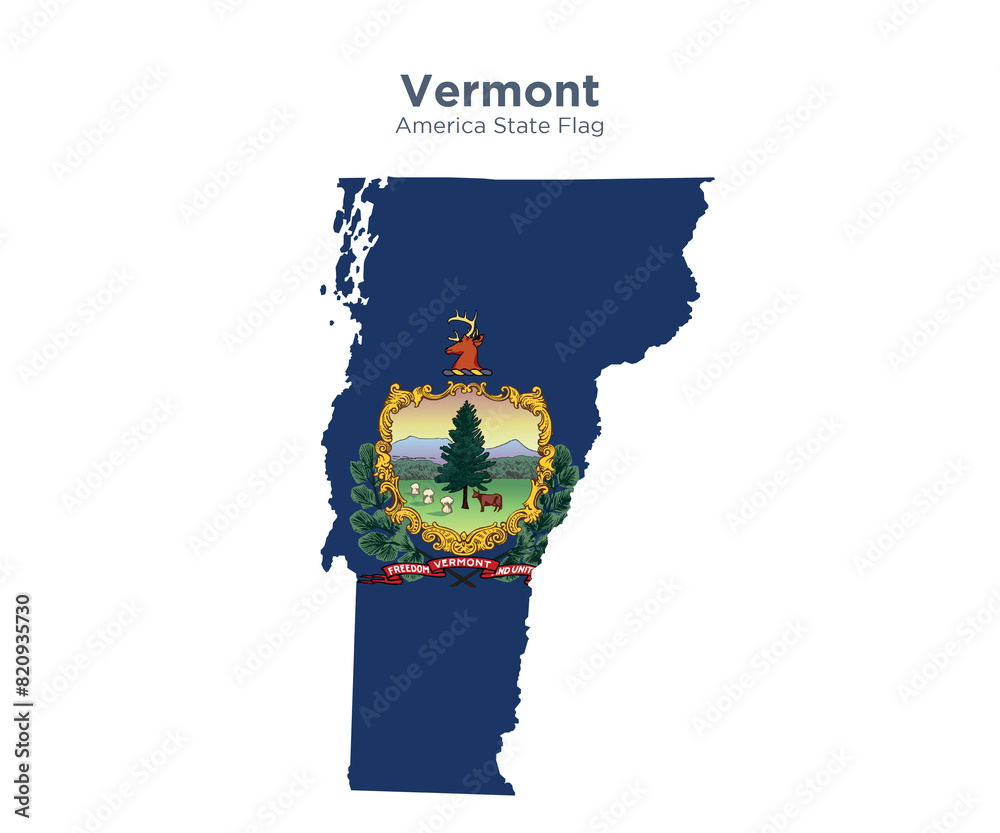 Vermont flag and map.Flags of the U.S. states and territories. America ...
