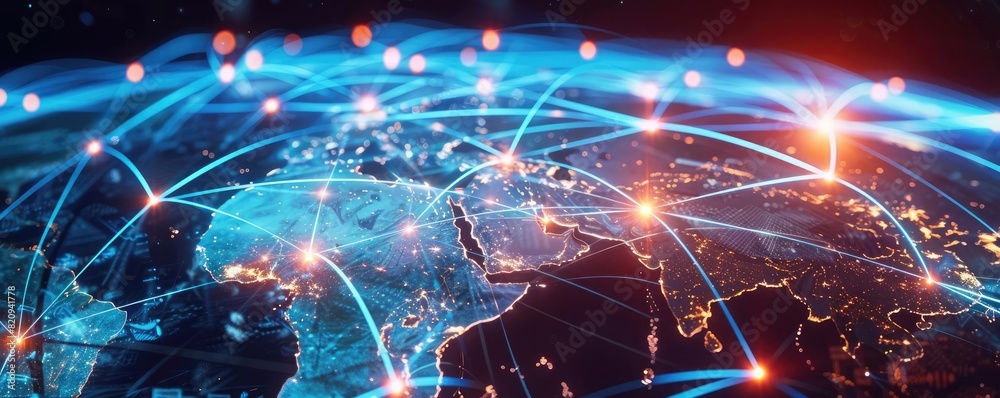 International trade network with global partner links, hightech ...