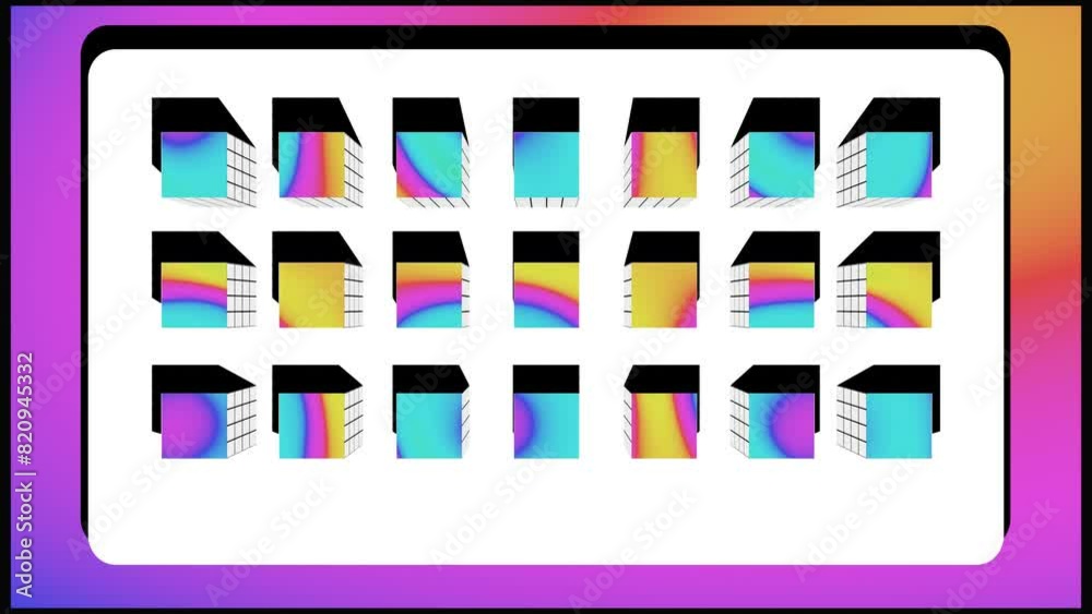 Colorful Gradient Cubes in 3D - Seamless Loop Shadows. This seamless loop animation features ...