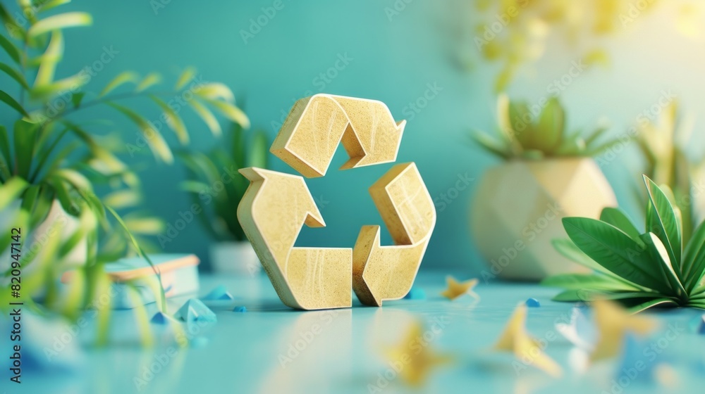 Banner for the main page of the site with a realistic recycling icon ...