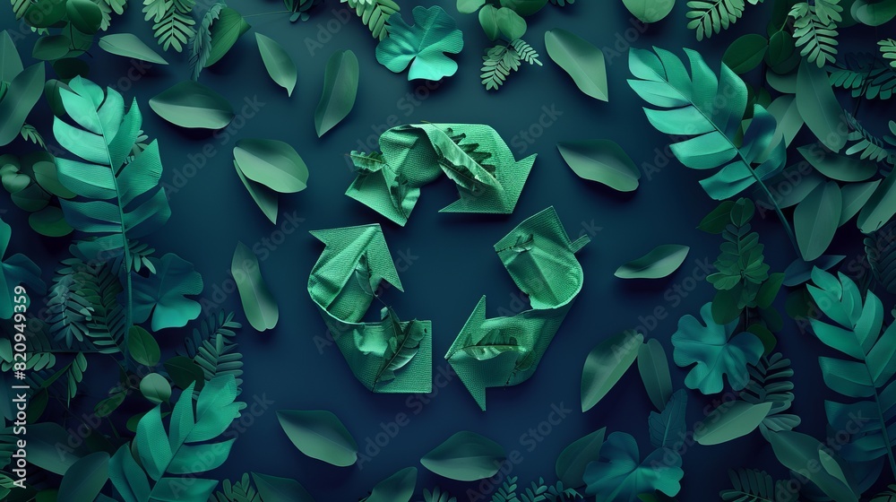 Banner for the main page of the site with a realistic recycling icon ...