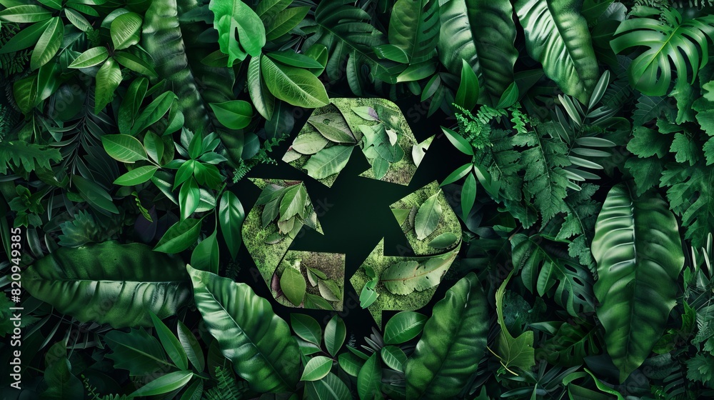 Banner for the main page of the site with a realistic recycling icon ...