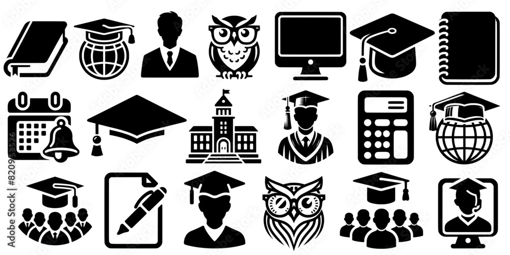 Education Icon Set SVG, E-learning SVG, Graduate SVG, Teacher SVG ...