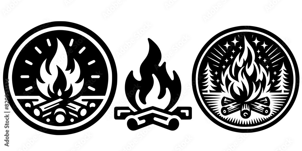 Bonfire Set SVG, Camping Bundle SVG, Flame SVG, Mountains SVG, Fire SVG ...