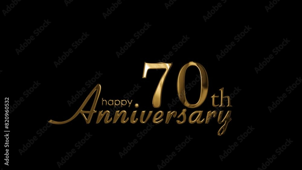 Congratulations on the 70th anniversary in gold letters, alpha channel ...