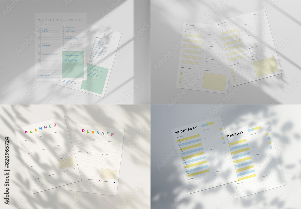 Various Us Letter Mockup Variations With Shadow Overlays Stock Template ...