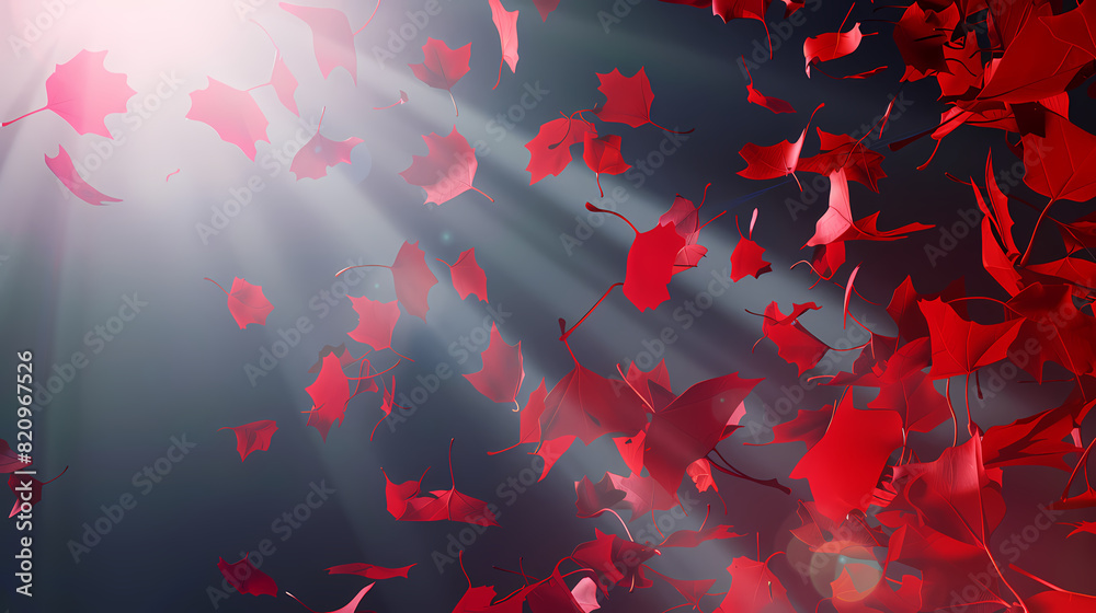 Flying leaves effect with mild sunbeam in 3d illustration vector Stock ...