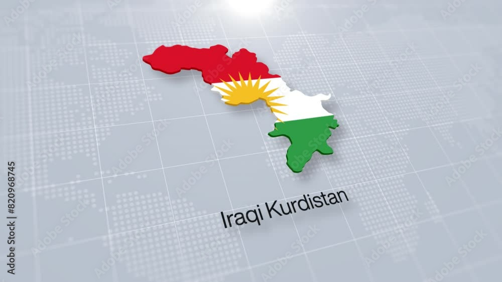 Iraqi Kurdistan map presentation 3d rendering displayed on a modern ...